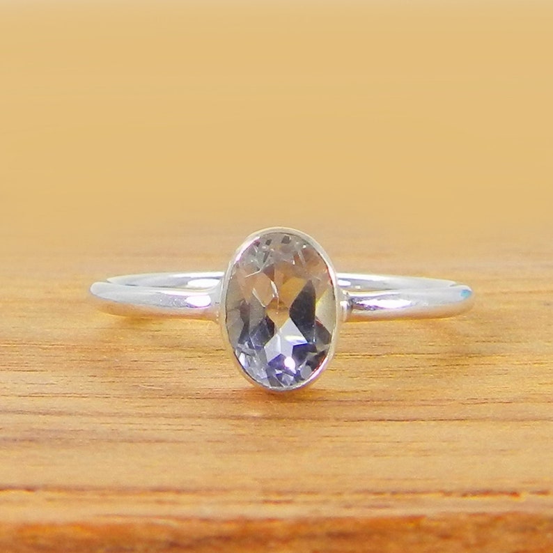 Oval Pink Amethyst Gemstone 925 Sterling Silver Stackable Ring - Etsy