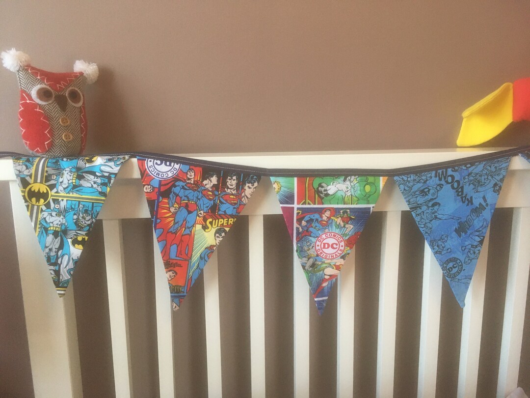 DC Comic Superhero Bunting Flags Decor - Etsy