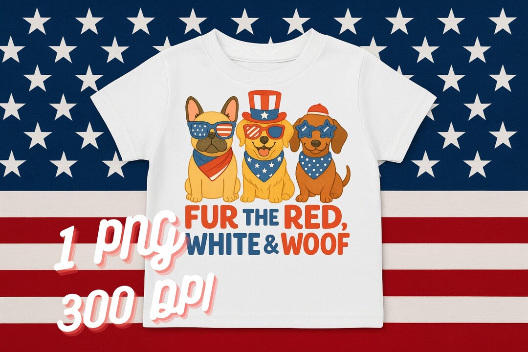 Fur the Red, White & Woof PNG | Patriotic Dog Sublimation Design for ...