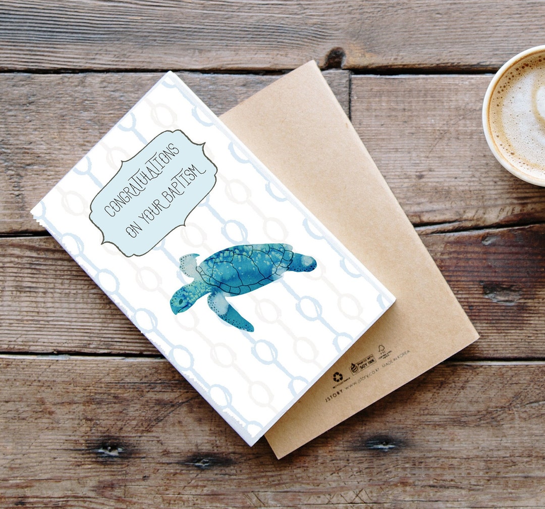 Baptism Turtle Card , PRINT YOUR OWN Card, Blank Card Inside. - Etsy