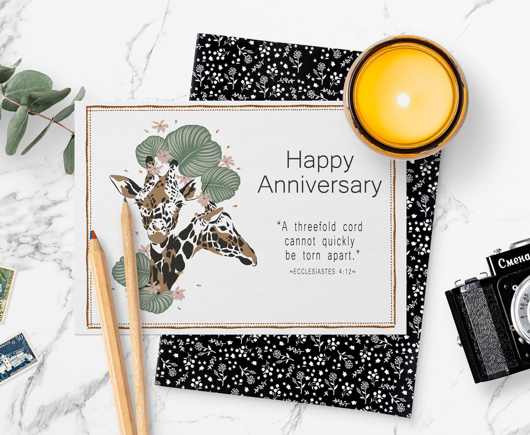 Instant Download. Happy Anniversary, Giraffes Three Fold Cord. PRINT ...