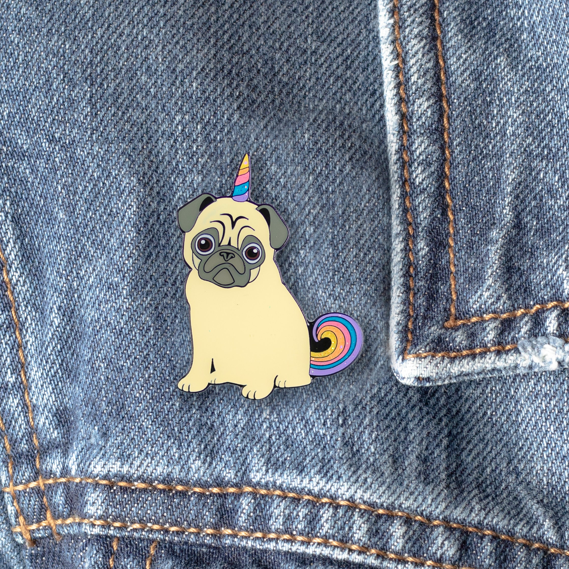 Magical Unicorn Pug Enamel Pin | Philomena the Pug | Pugicorn Unipug - Etsy