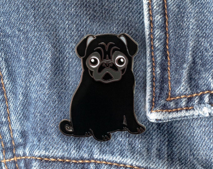Black Pug Hard Enamel Pin | Cute Pug Pin | Cute Pug Gift - Etsy