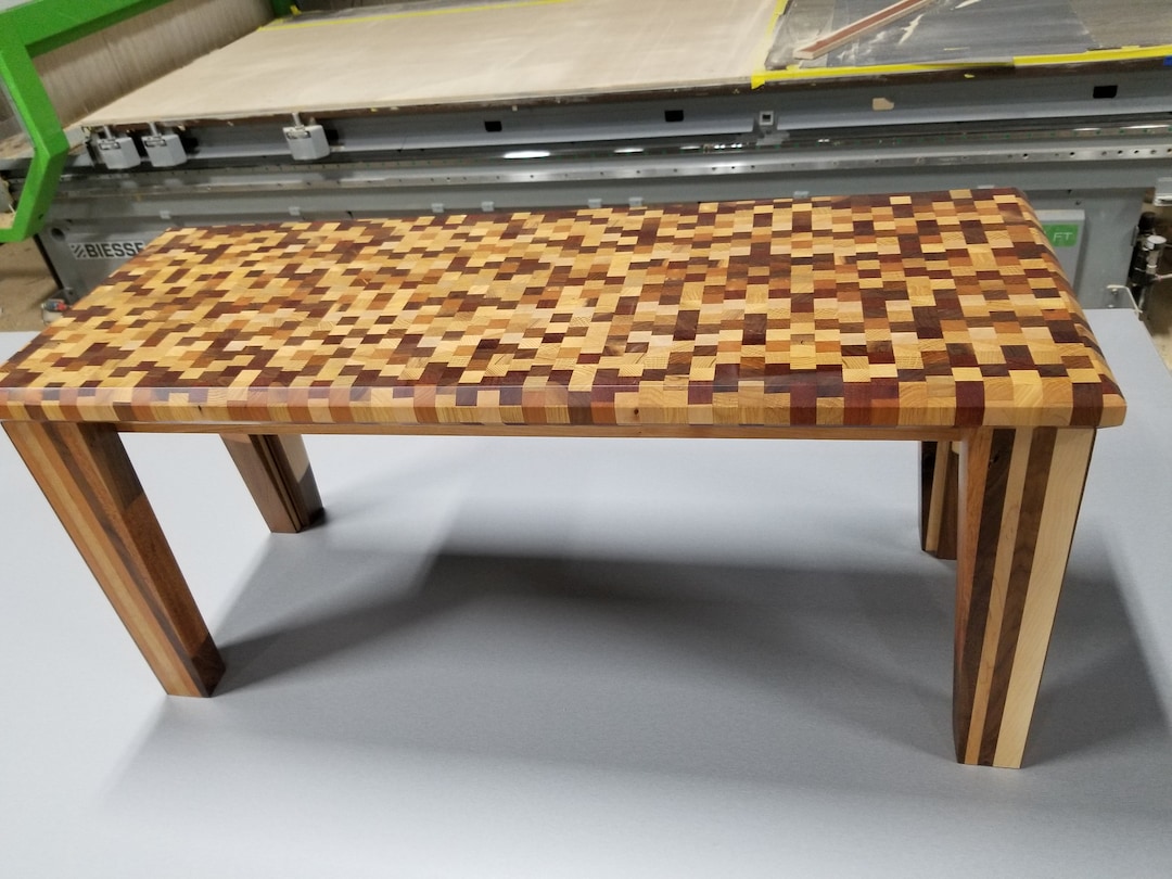 End Grain Coffee Table: Chaotic Pattern Entryway Bench - Etsy