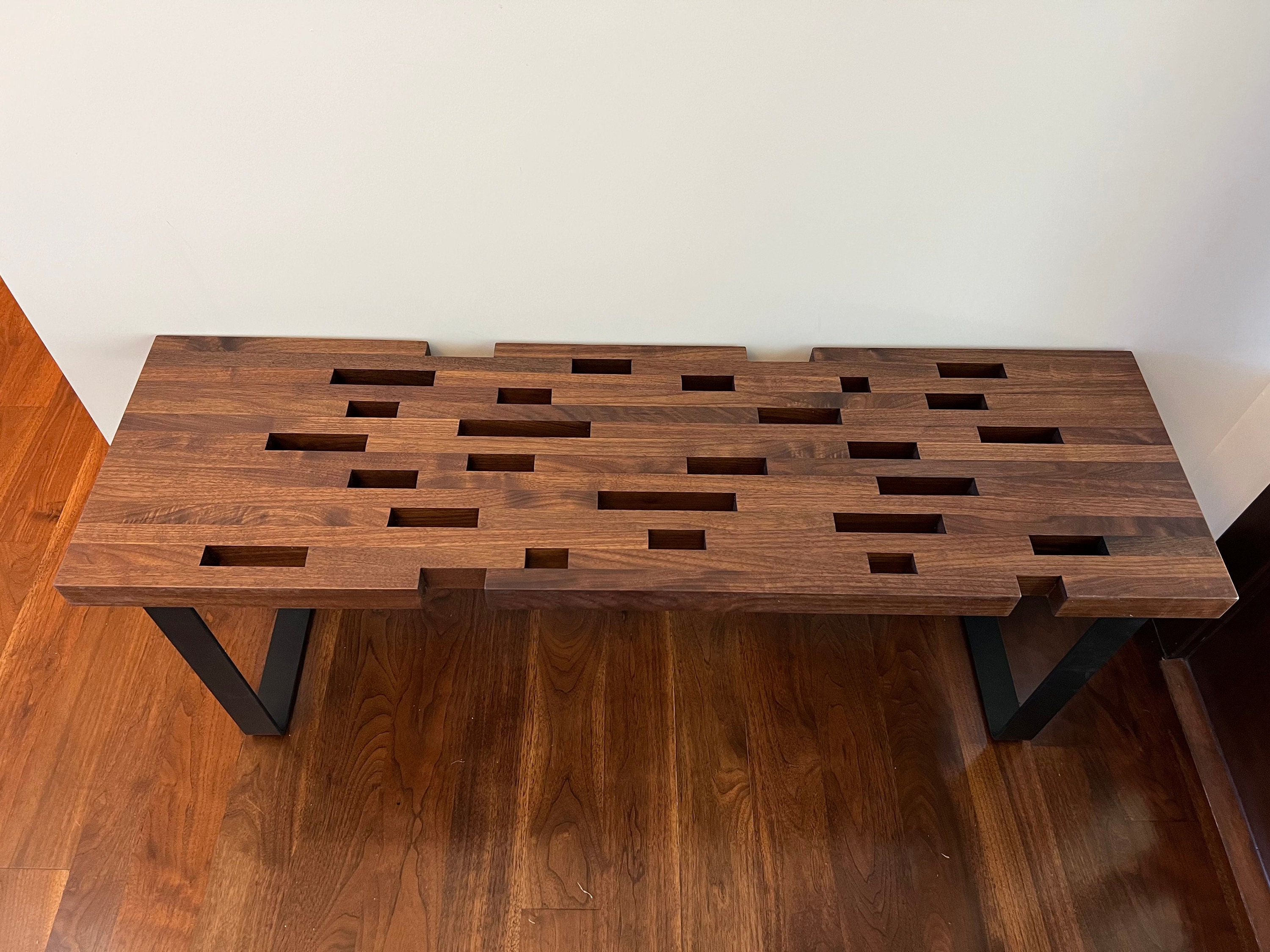 Walnut Entryway Bench Living Room Bench Front Door Bench - Etsy