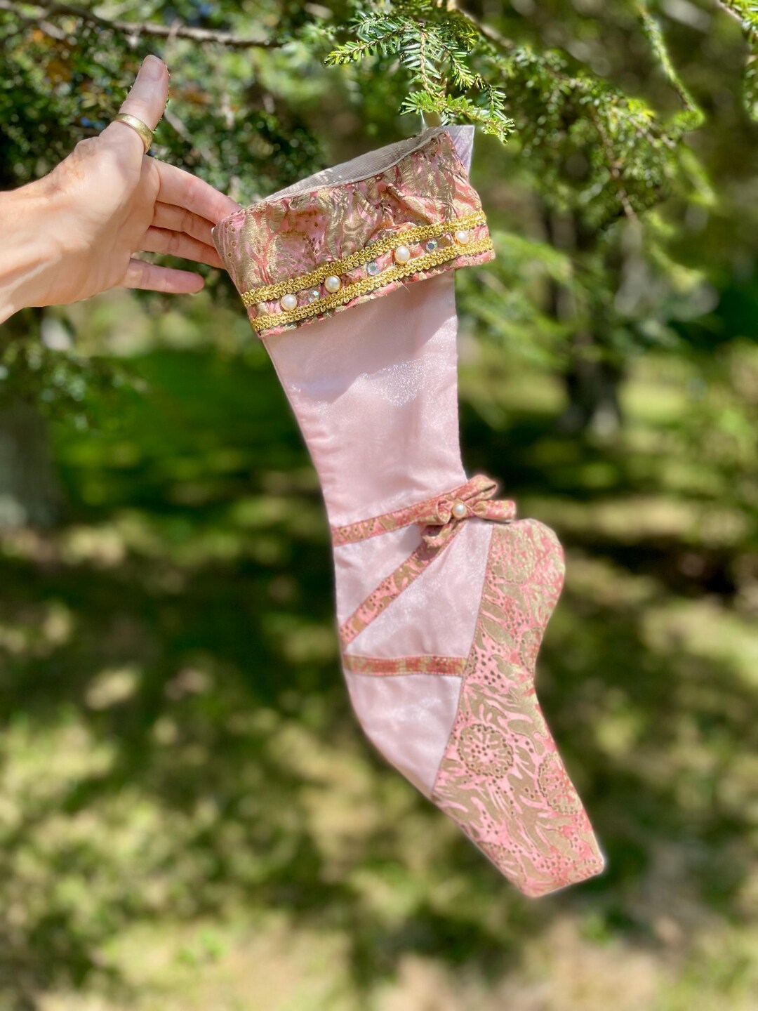 Victorian Silk/satin Home Made Pointe Shoe Stocking/ Embroidered ...
