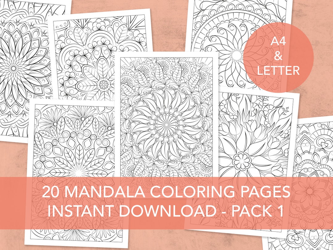 20 Mandala Coloring Pages | A4 and Letter | Instant Digital Download ...
