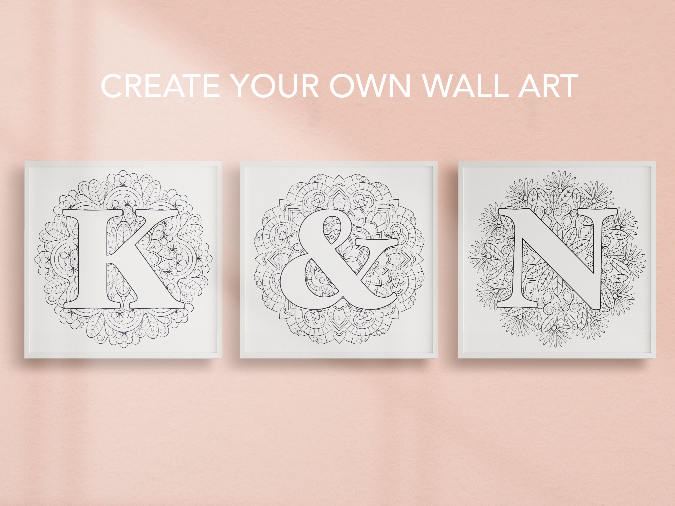 Alphabet Letters Mandala Coloring Pages | A-Z Incl. &, ? and ! | Wall ...