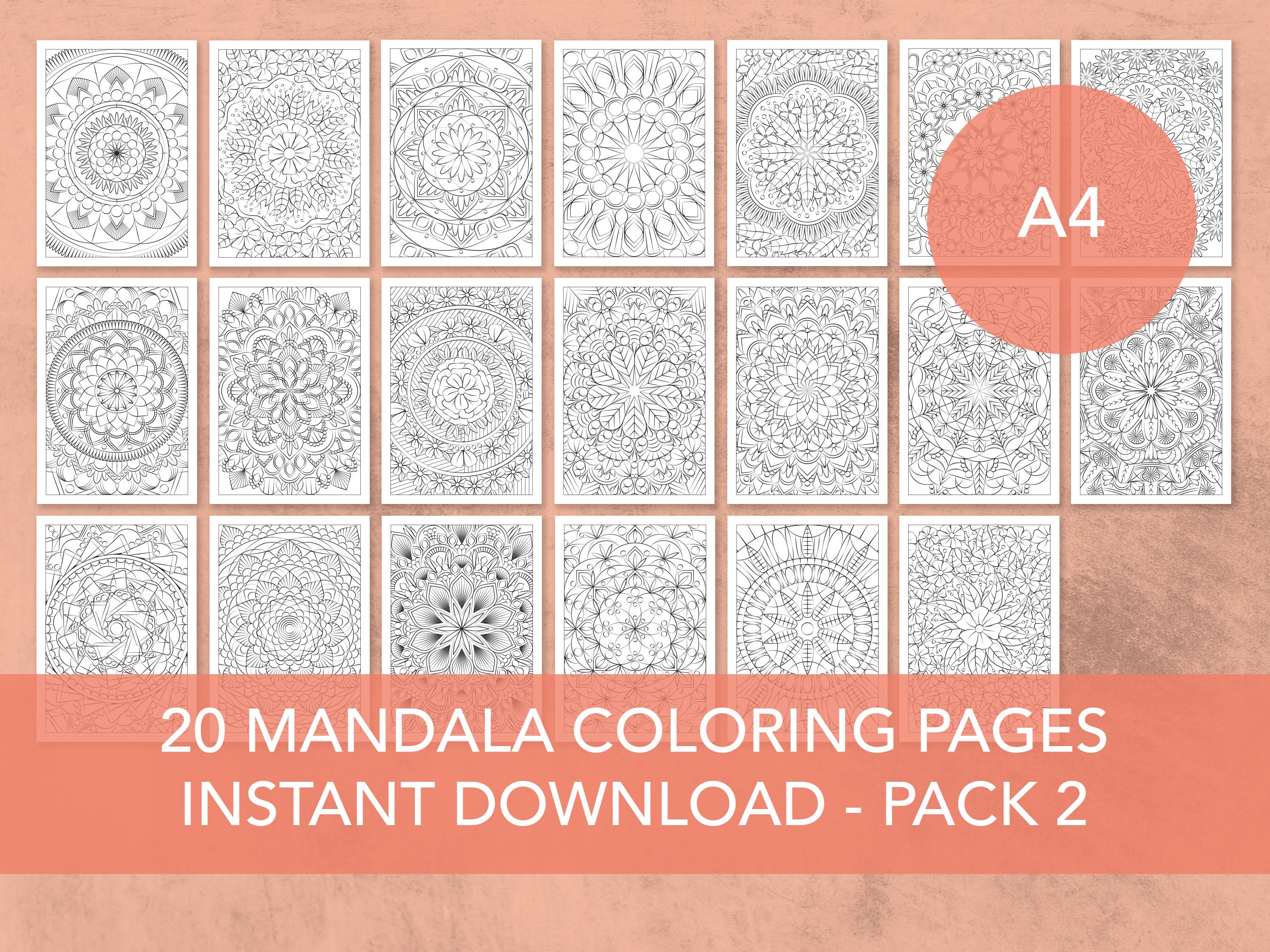 20 Mandala Coloring Pages A4 and Letter Instant Digital Download PACK 2 ...