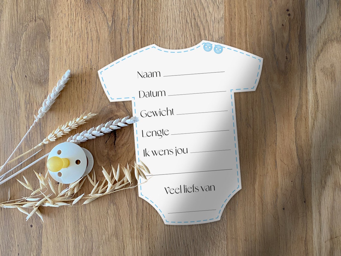 Babyshower invulkaart rompertje Nederlands | Zelf printen | 2 stuks op ...