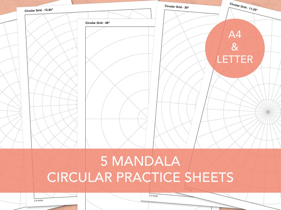 5 Mandala Circular Practice Sheets | A4 and Letter | Instant Digital ...