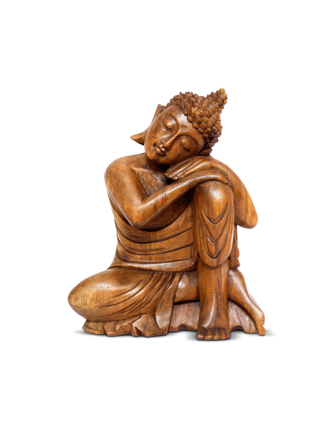 Wooden Serene Sleeping Resting Buddha Statue Hand Carved Figurine ...