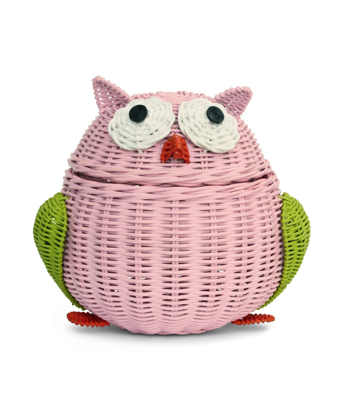Pink Owl Rattan Storage Basket With Lid Decorative Home Decor - Etsy