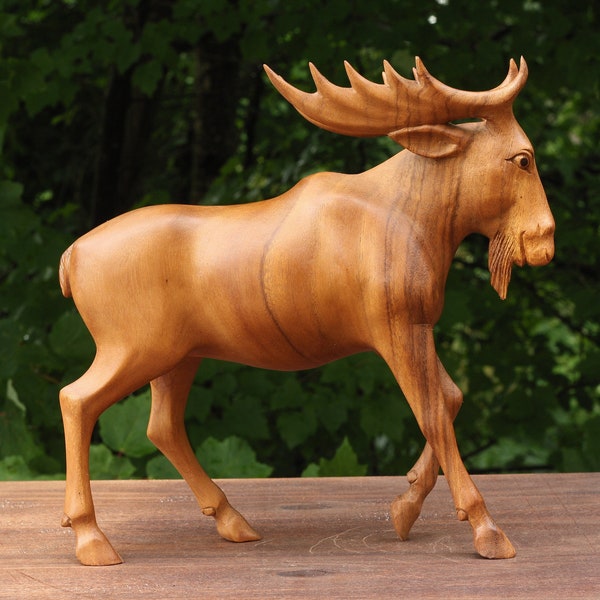 Carved Wooden Moose - Etsy