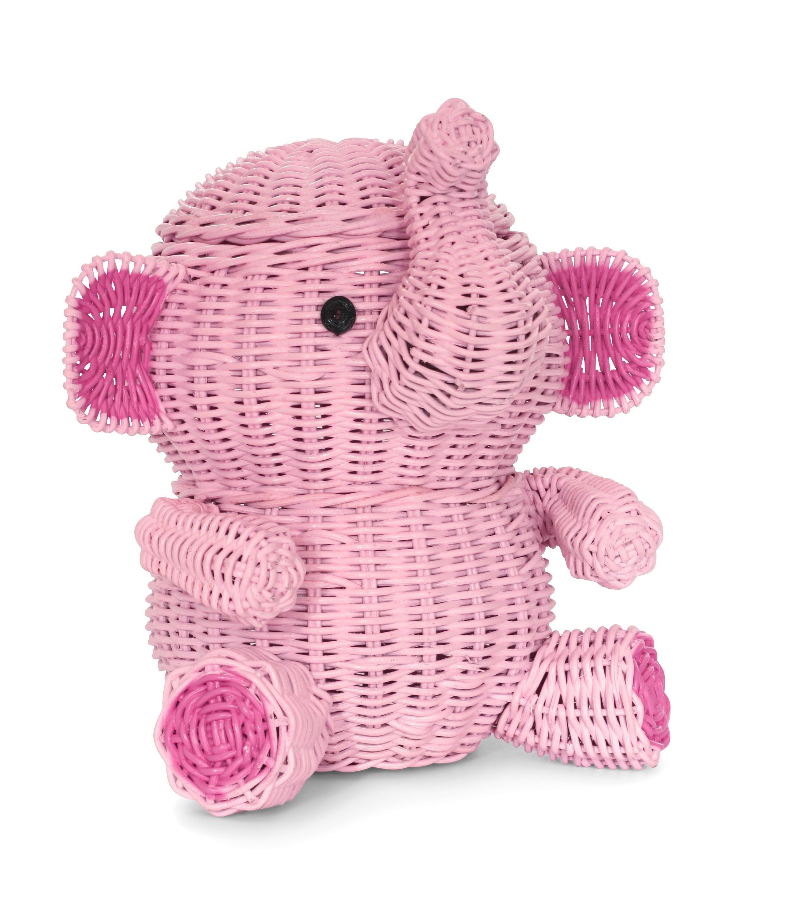 Large Pink Elephant Rattan Storage Basket with Lid Decorative | Etsy