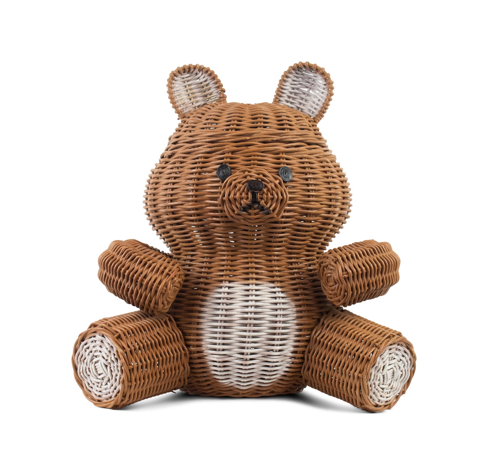 Brown Bear Rattan Storage Basket With Lid Decorative Home - Etsy