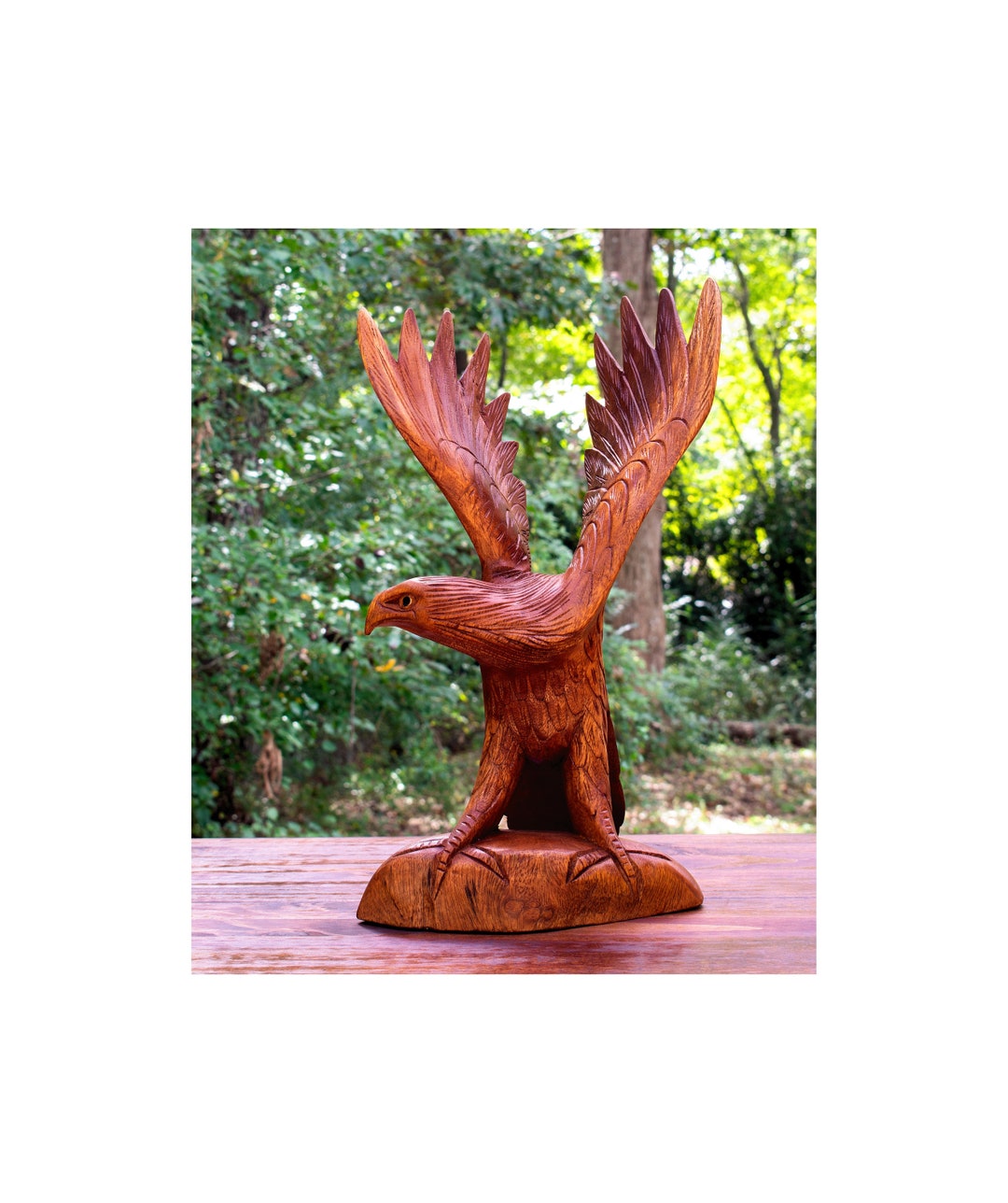Large 16 Hand Carved Flying Wooden Eagle Statue Figurine Handmade ...