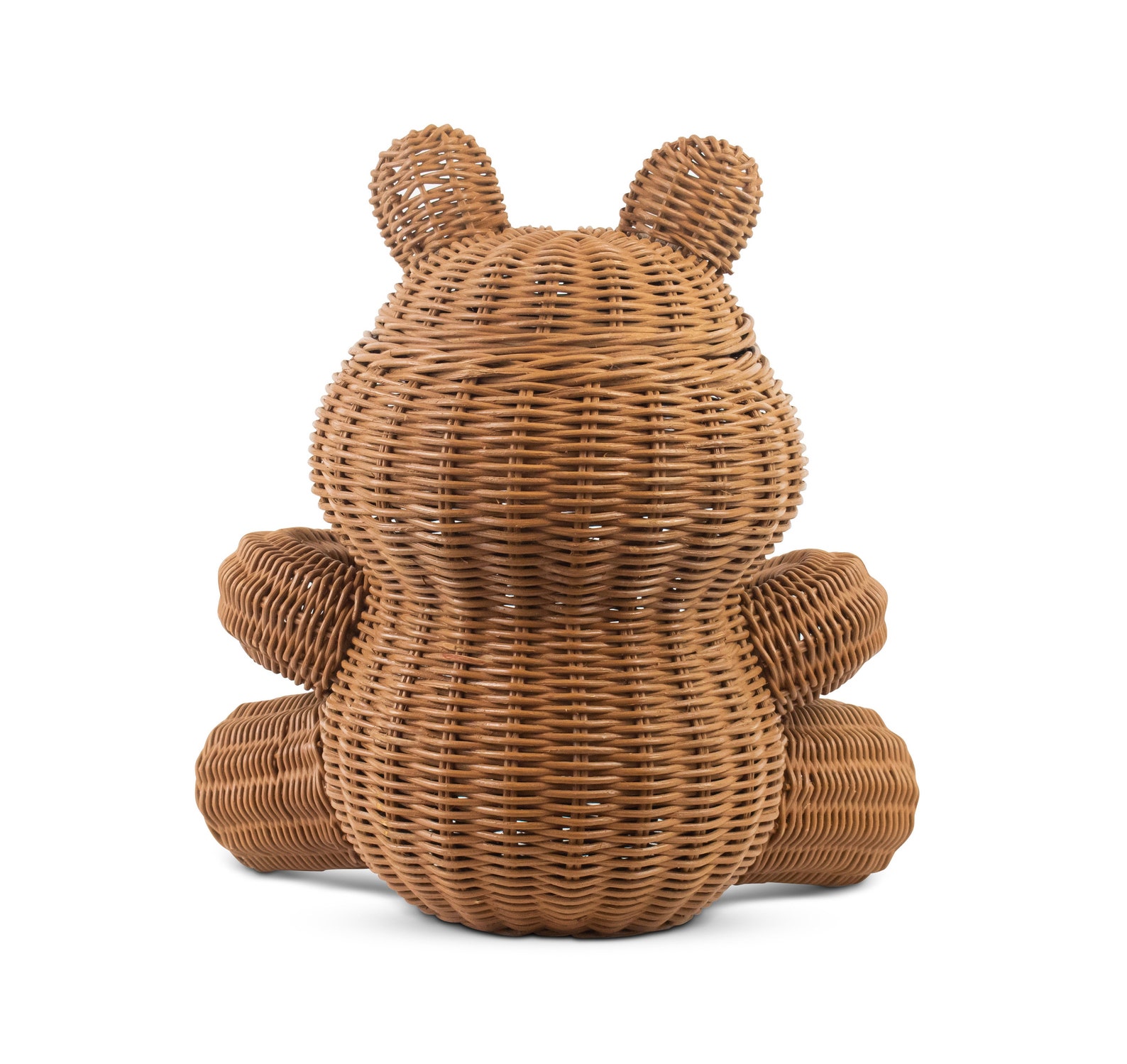 Brown Bear Rattan Storage Basket With Lid Decorative Home - Etsy