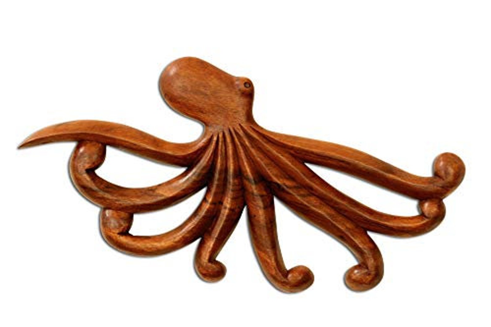 Wooden Octopus Wall Decor Plaque Hanging Sculpture Hand Carved - Etsy