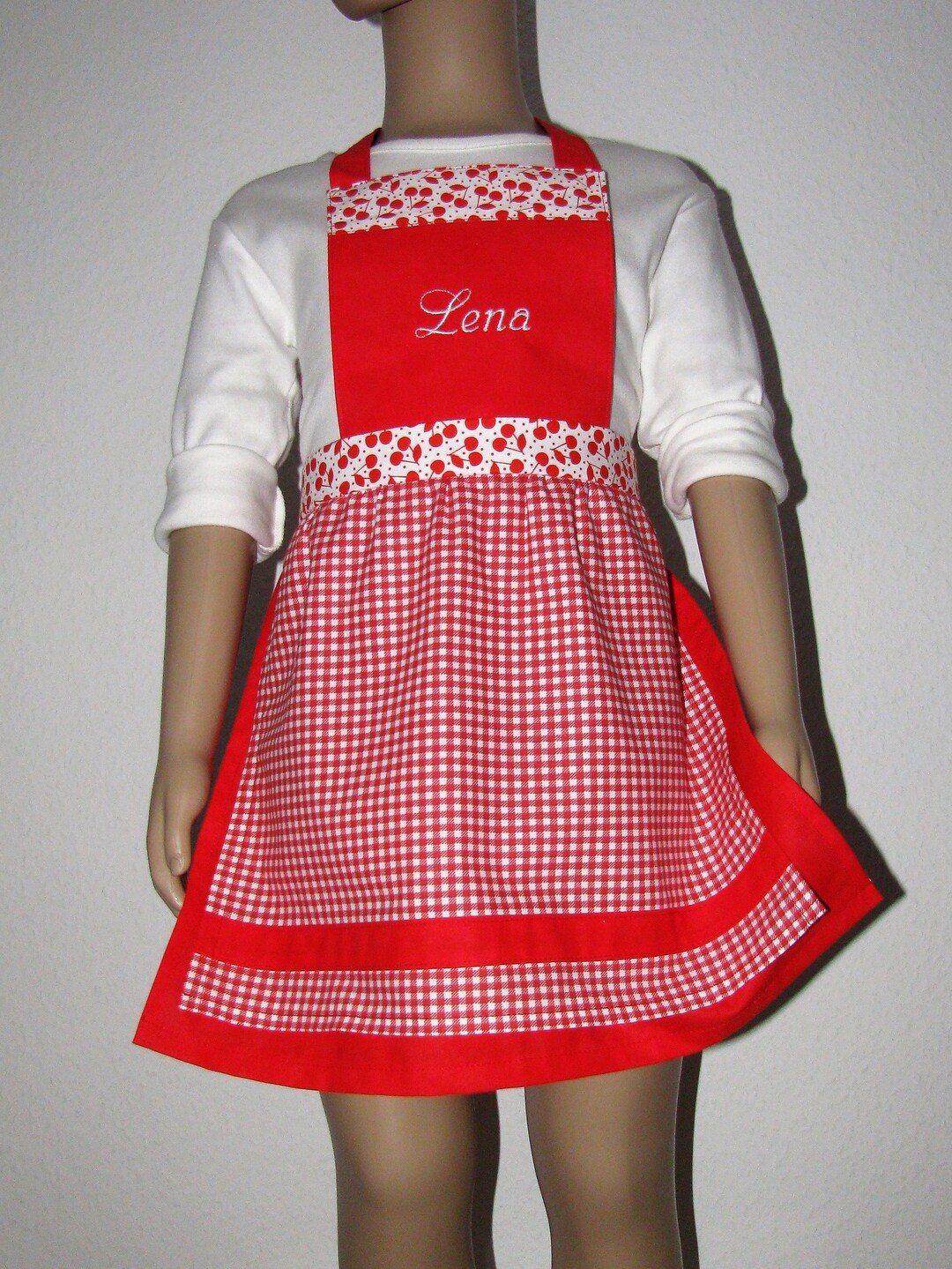 Cute Red Children's Apron With Embroidered Name Size 92 to 116 - Etsy