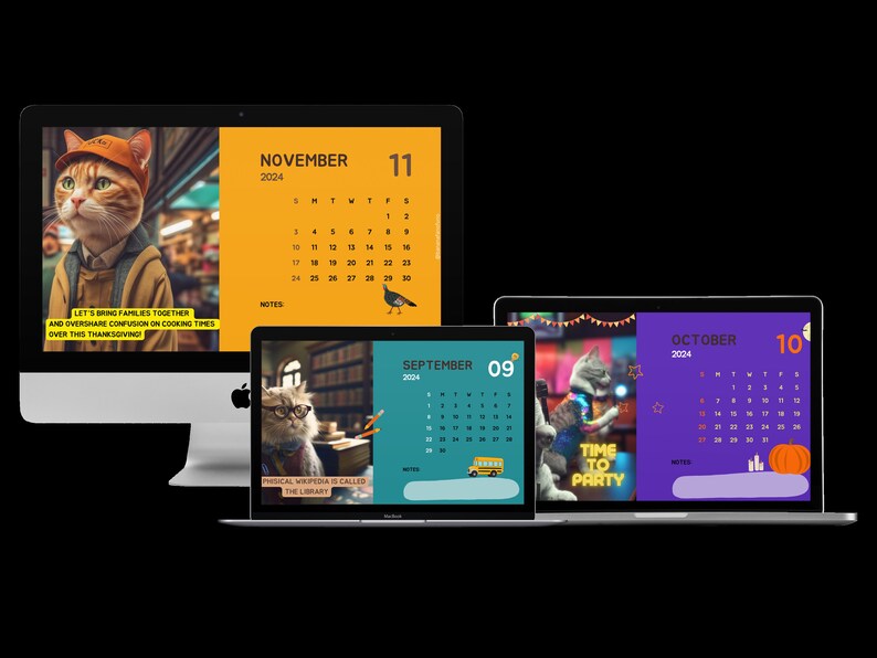 Cat-lendar 2024 12 Amazing CAT Monthly Calendar for Your - Etsy