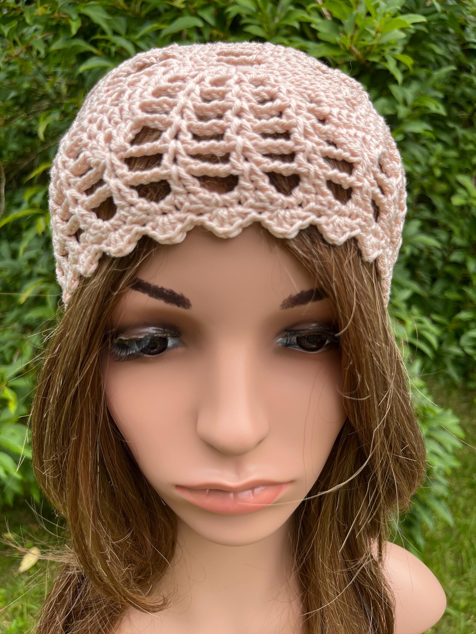 Crochet Hat in Apricot – Lightweight Cotton Summer Hat, Handmade Lacy ...