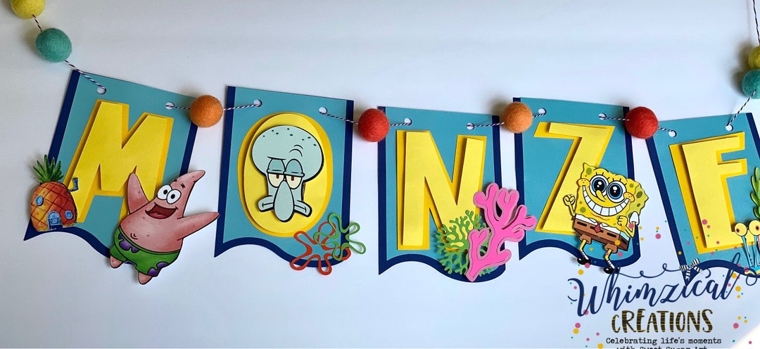 Spongebob Birthday Banner: Handmade Party Garland - Etsy