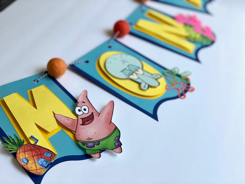 Spongebob Birthday Banner Spongebob Party Decor Spongebob Garland ...