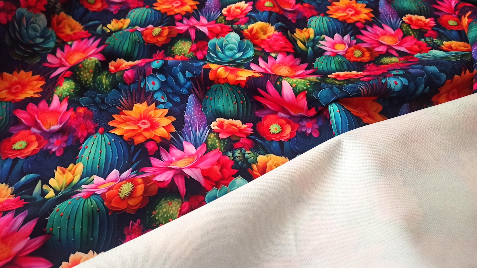 1 Meter Colorful Cacti Velvet Fabric, Upholstery Velvet Fabric, Home ...