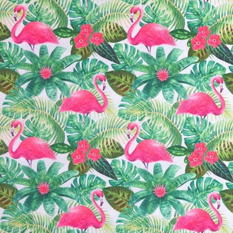Tropical Flamingos Waterproof Fabric Pink Flamingos Fabric - Etsy
