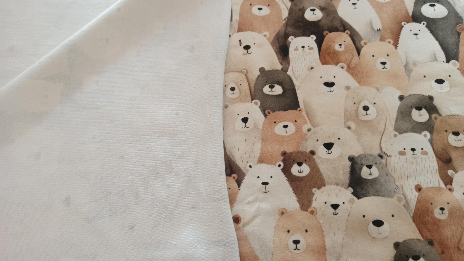 Beige Brown Teddy Bears Knit, Bear Cubs Sweatshirt Fabric, Stretch ...