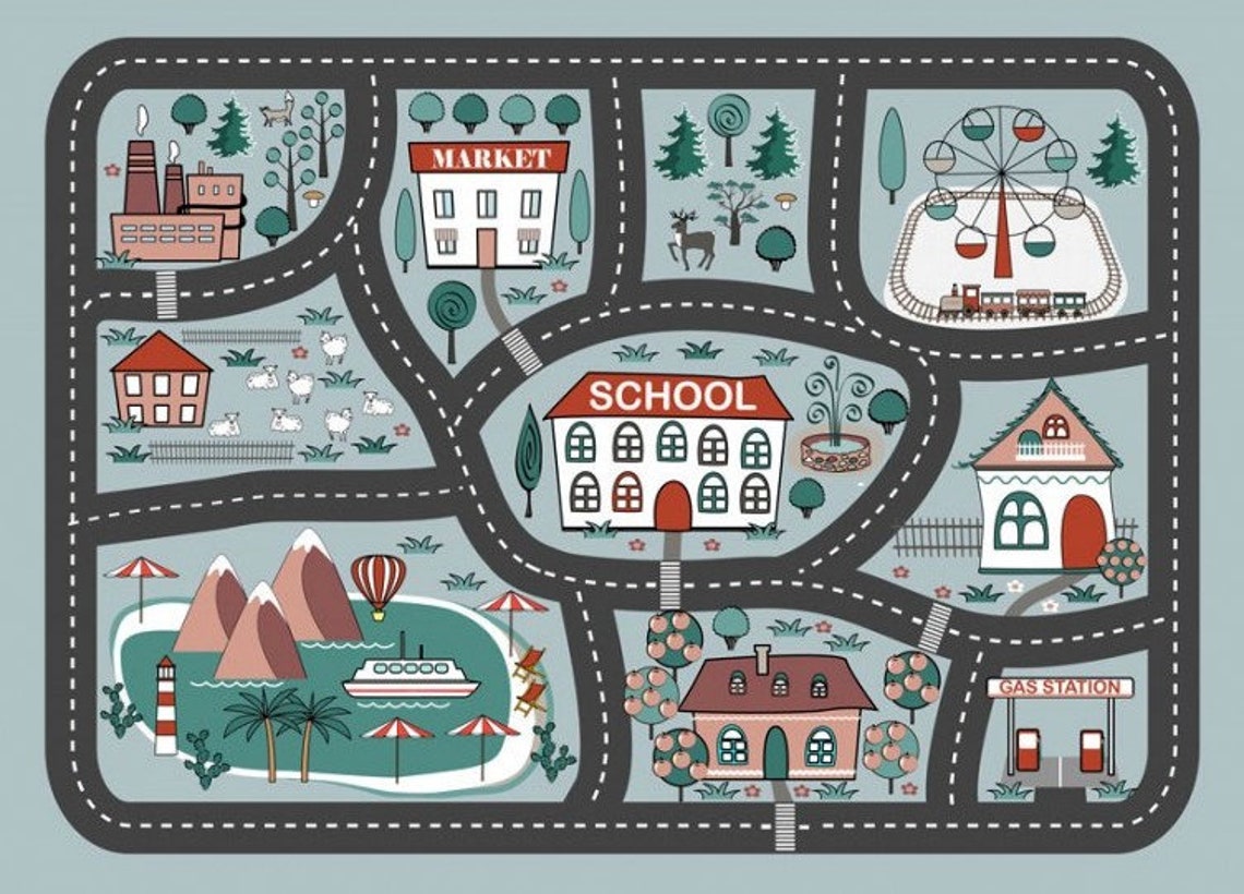 Baby City play mat Panel for self-sewing Road Playmat for | Etsy