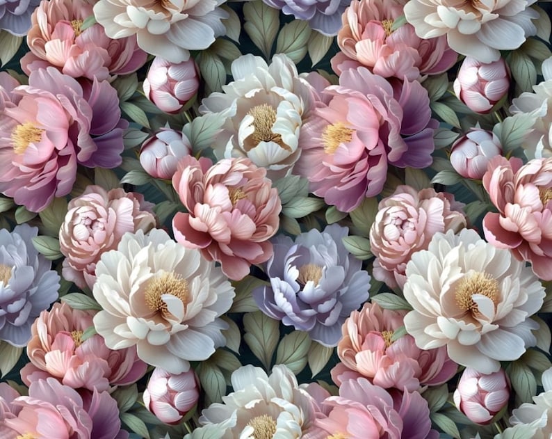 1 Yard Peony Flowers Waterproof Fabric, Flowers Polyester Waterproof ...