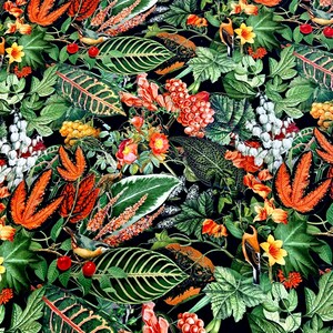 1 Meter Jungle Italian Velvet Fabric, Flowers and Leaves Upholstery ...