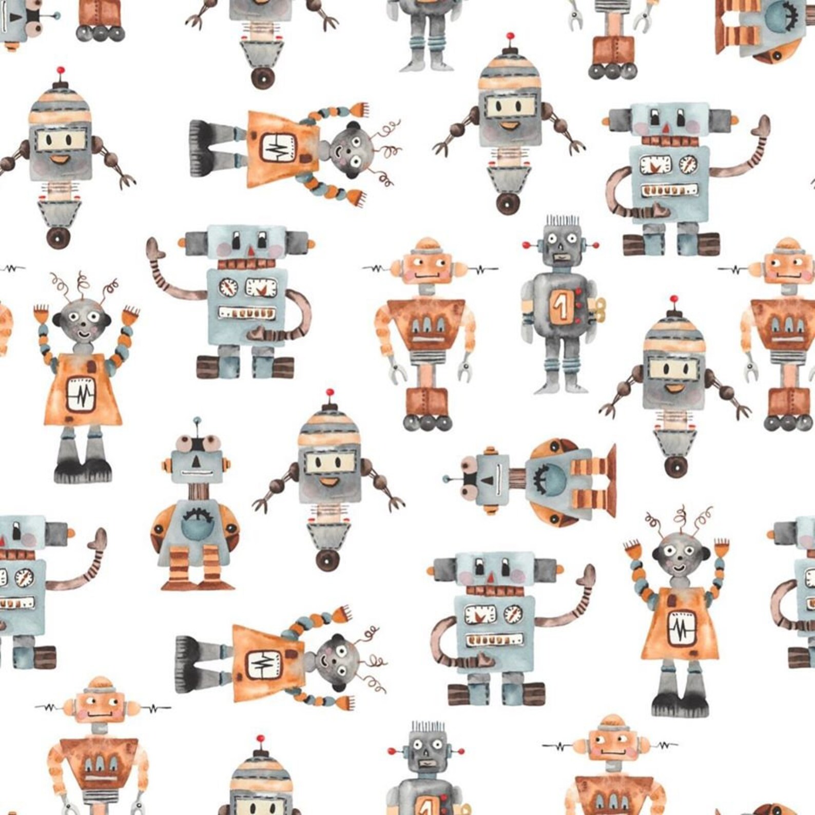 Robots Premium Cotton Fabric Boy's Fabric Robots Digital - Etsy