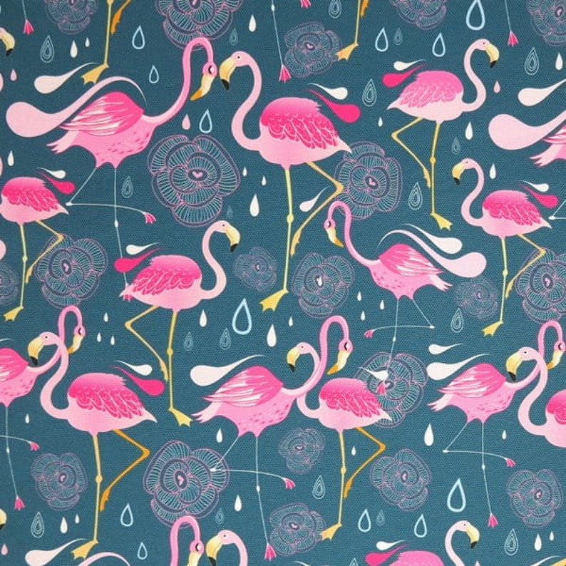 Tropical Flamingos Waterproof Fabric Pink Flamingos Fabric | Etsy