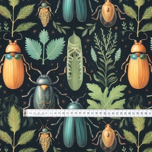 1 Yd Forest Insects, Forest Beetles Velvet Fabric, Italian Velvet ...