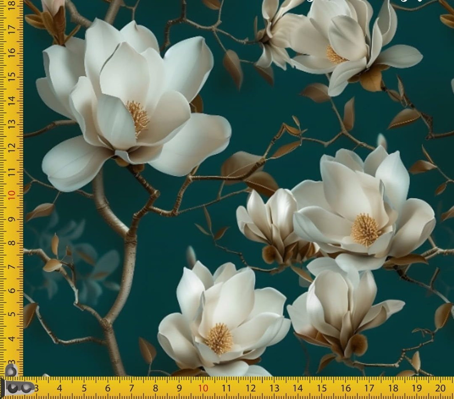 1 Meter Italian Velvet, Magnolia Flowers Velvet Fabric, Flowers Pattern ...