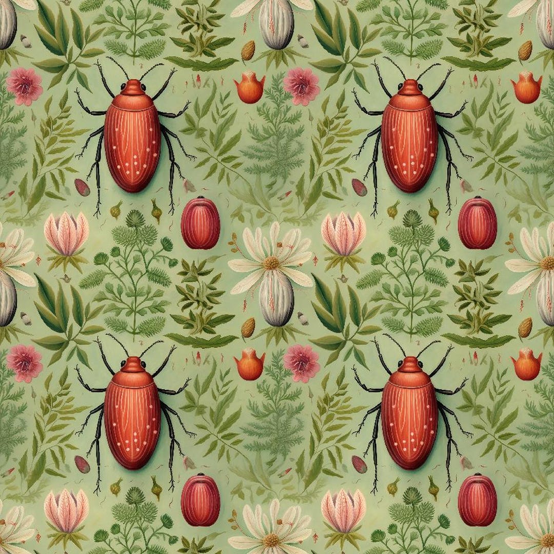 1 Yd Forest Insects, Forest Beetles Velvet Fabric, Italian Velvet ...