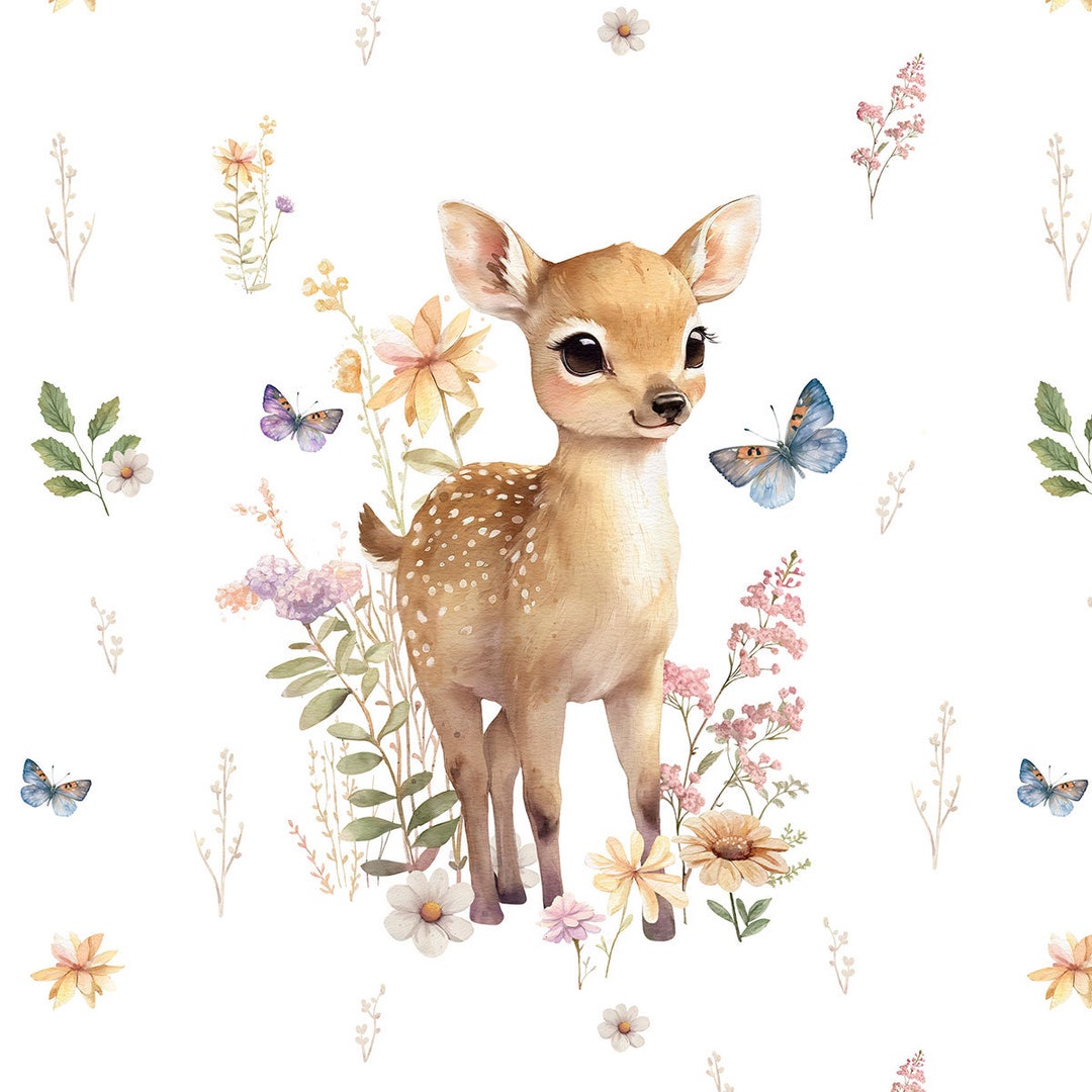 Forest Kids Animals Sweatshirt Fabric, Stretch Knitwear, French Terry ...