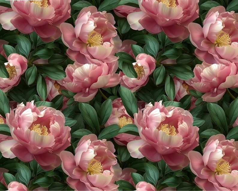 1 Yard Peony Flowers Waterproof Fabric, Flowers Polyester Waterproof ...