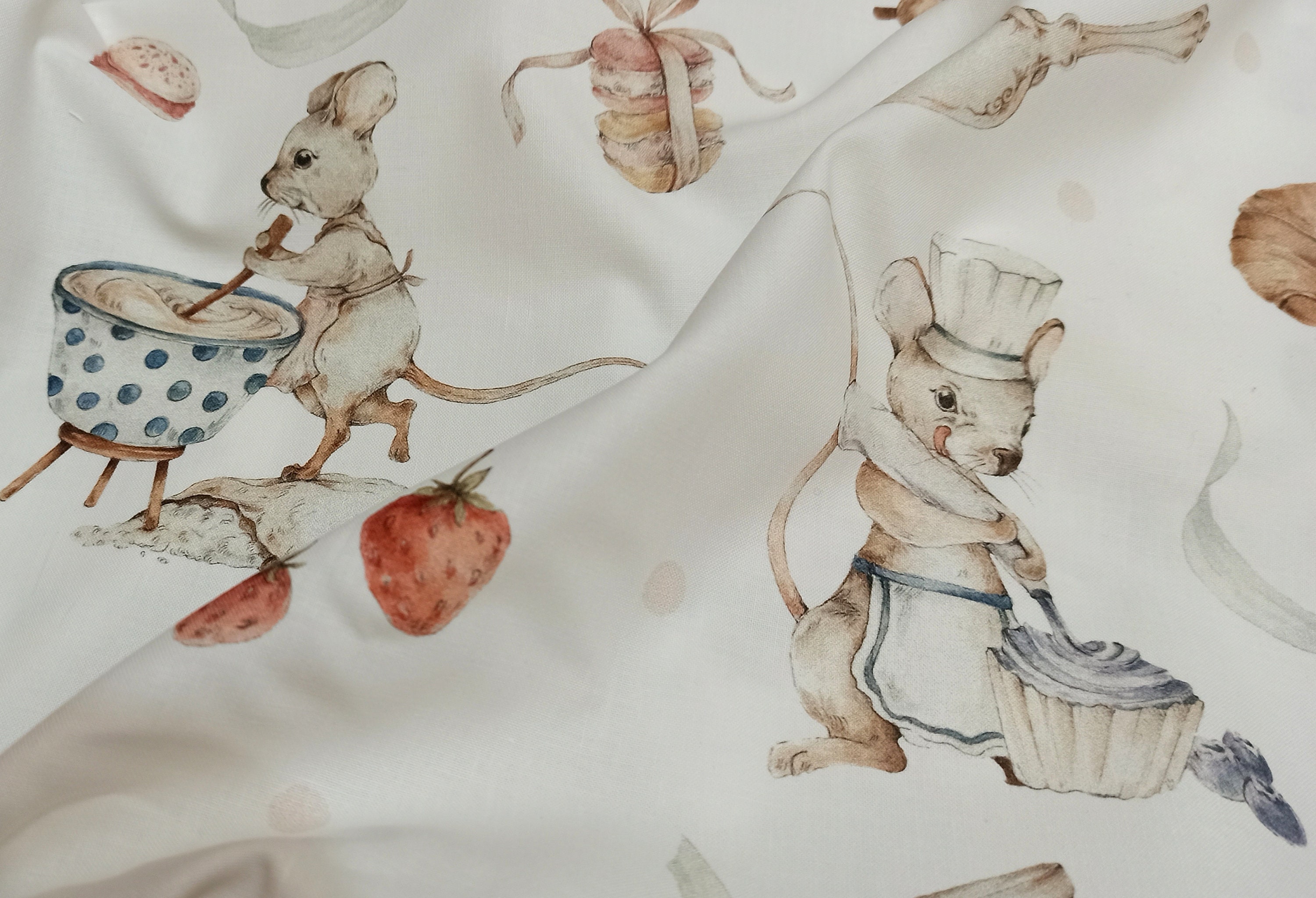 Mice in the Pastry Shop Cotton Fabric Premium Cotton Fabric - Etsy