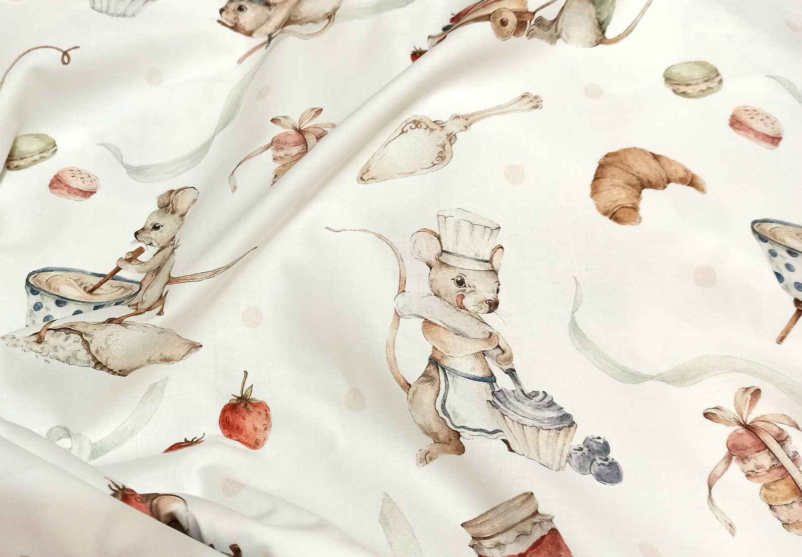Mice in the Pastry Shop Cotton Fabric Premium Cotton Fabric - Etsy
