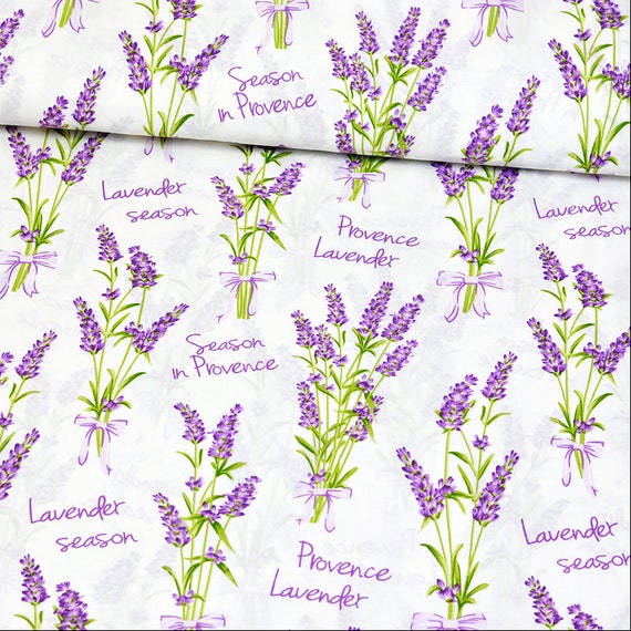 Purple Lavender Cotton Fabric Lavender Bunches Fabric | Etsy