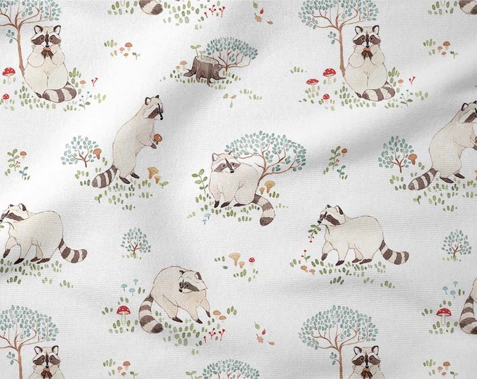 Baby Raccoons Fabric Raccoons Blue by Lilcubby Baby Raccoon Woodland ...