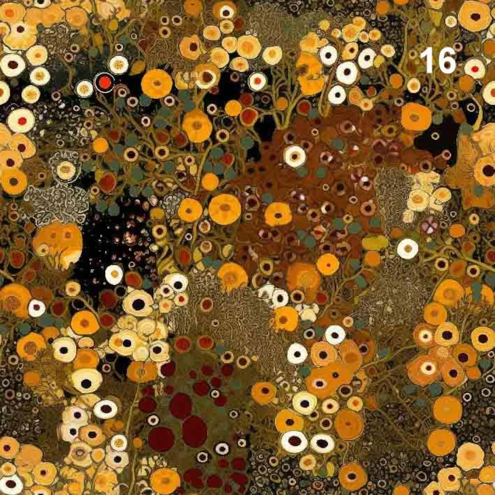 Gustav Klimt Velvet Panel Cats, Flowers Velvet Fabric, Upholstery ...