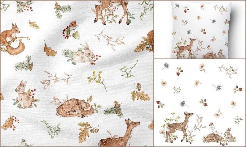 Woodland Fabric Forest Animals Premium Cotton Fabric Forest - Etsy