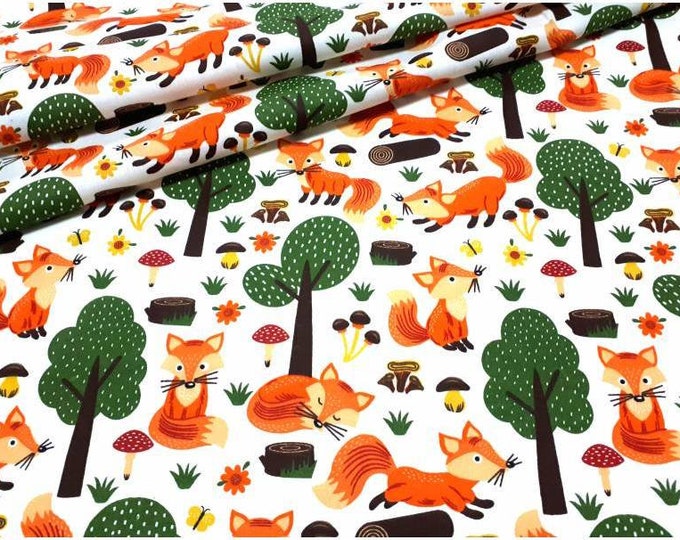 Woodland Fabric Fox Forest by Serena_archetti Nature Forest Fox Green ...
