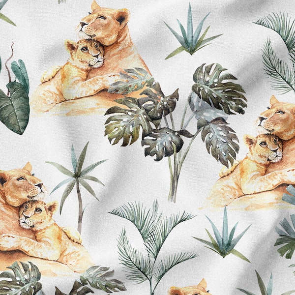 Lion Print Cotton Fabric - Etsy