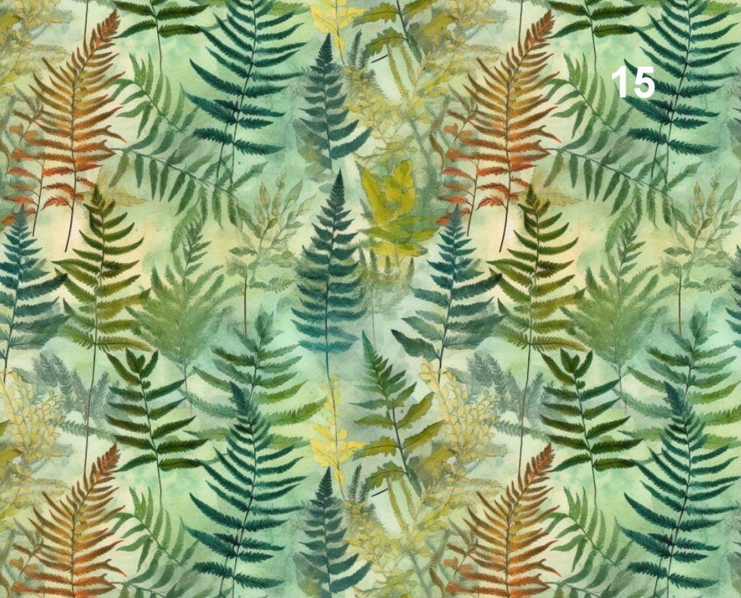 1 Meter Fern Leaves, Forest Ferns Italian Velvet, Velvet Fabric, Ferns ...